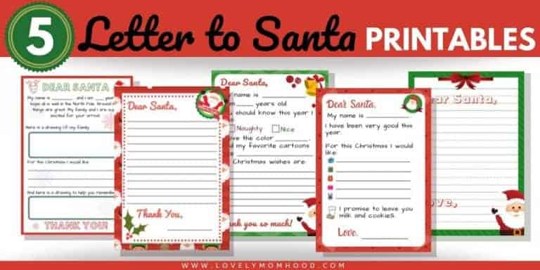 5 Letter to Santa Template Printables (Downloadable PDF)