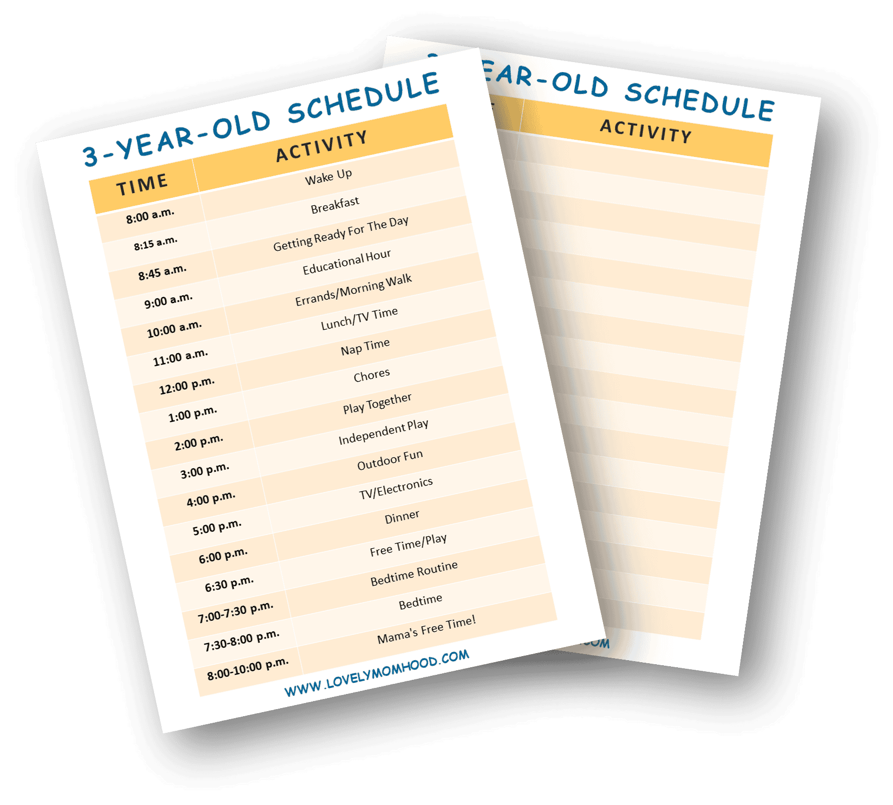 A Realistic Daily Schedule for 3-Year-Olds (Printable Charts)